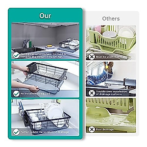 VABNEER Dish Drying Rack, Super Absorbent Quick Drying Dish Racks for Kitchen Counter, Dish Drainer with Diatomaceous Earth Tray
