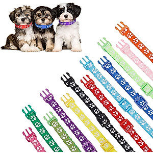 Chenkaiyang 12 Pack Puppy Collars for Litter, Adjustable Puppy ID Collars Soft Nylon Whelping Collars for Newborn Litter Puppy Pets
