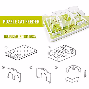 ALL FOR PAWS Interactive Puzzle Cat Feeder, Treat Game Maze Toy Cat Brain Stimulation Toys Slow Feeder for Indoor Cats