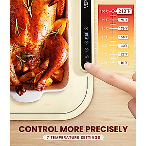 Food Warming Mat for Buffet, VEPOKA Electric Warming Tray to Keep Food Warm at Party, Silicone Heating Mat with 7 Temperature Levels& Auto Shut-Off, Food Warmers for Parties, Gatherings, Everyday Use