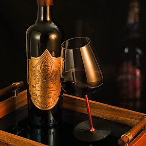 SIYOUKI Shakeable Dancing Wine Glasses crystal Red wine glass,17 Ounce, Hand Blown Italian Style Crystal Burgundy wine glass, Gift-Box for any Occasion (Red)