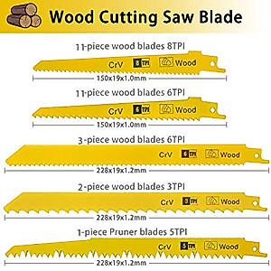 36PCS Reciprocating Saw Blades LEILUO Pruning Saw Blade for Wood Metal Plastic Sawsall. Blades Set fit DeWalt Bosch Makita Milwaukee Porter-Cable Ryobi Ridgid Black&Decker Skil Craftsman