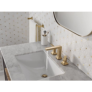 Delta Faucet Velum Widespread Bathroom Faucet 3 Hole, Gold Bathroom Sink Faucet, 2 Handle Bathroom Faucet, Bath Faucet, Pop-Up Drain Assembly, Champagne Bronze 3537LF-CZMPU