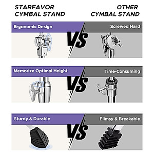 Starfavor Boom Cymbal Stand Double Braced Legs Adjustable Height 22"-49", Heavy Weight Stand for Sturdiness with Non-Slip Rubber Feet ( ST 800)