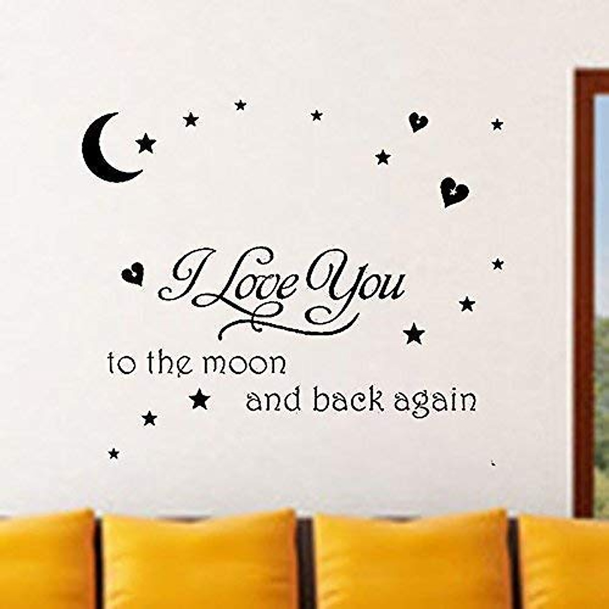 Home Find I Love You to The Moon and Back Again Wall Saying Decals Good Night Removable Vinyl Art Quote Stickers for Kids Room Living Room Bedroom Nursery Black 23.6 inches x 15 inches
