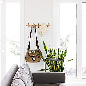 Eden & Co Modern Wall Mounted Coat and Hat Rack – 5 Hooks, Beautiful Wood Entryway Hanger with Pegs - Wooden Bedroom and Bathroom Robe Racks - Durable, Easy Assembly, Classic Design