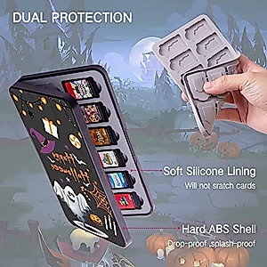 PERFECTSIGHT Cute Game Card Case for Nintendo Switch/Switch Lite/OLED, 24 Game Holder Cartridge Case for Game Cards and 24 SD Cards, Kawaii Portable Compact Storage Box (Halloween)