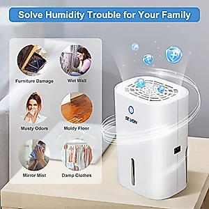 SEAVON Dehumidifiers for Home, 2200 Cubic Feet (215 sq ft), Portable Compact 27oz Capacity Quiet Mini Dehumidifier for Bedroom, Basements, Bathroom, Garage, Wardrobe Closet, Kitchen, Office, RV