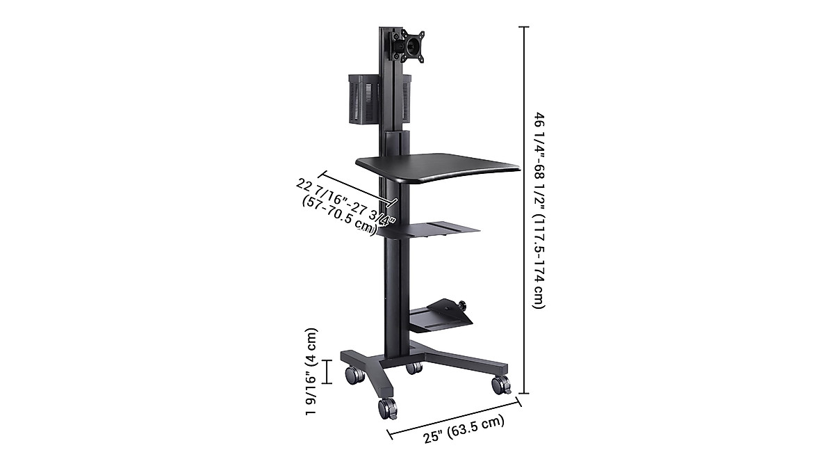 AW Mobile Standing Workstation - Rolling PC Cart