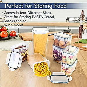Hananojia Airtight Food Storage Container Set, BPA Free Plastic pantry organization and storage with Lids, 7 PCS Stackable Pop Food Containers for Pantry, Cereal, Pasta, Flour, Sugar Storage