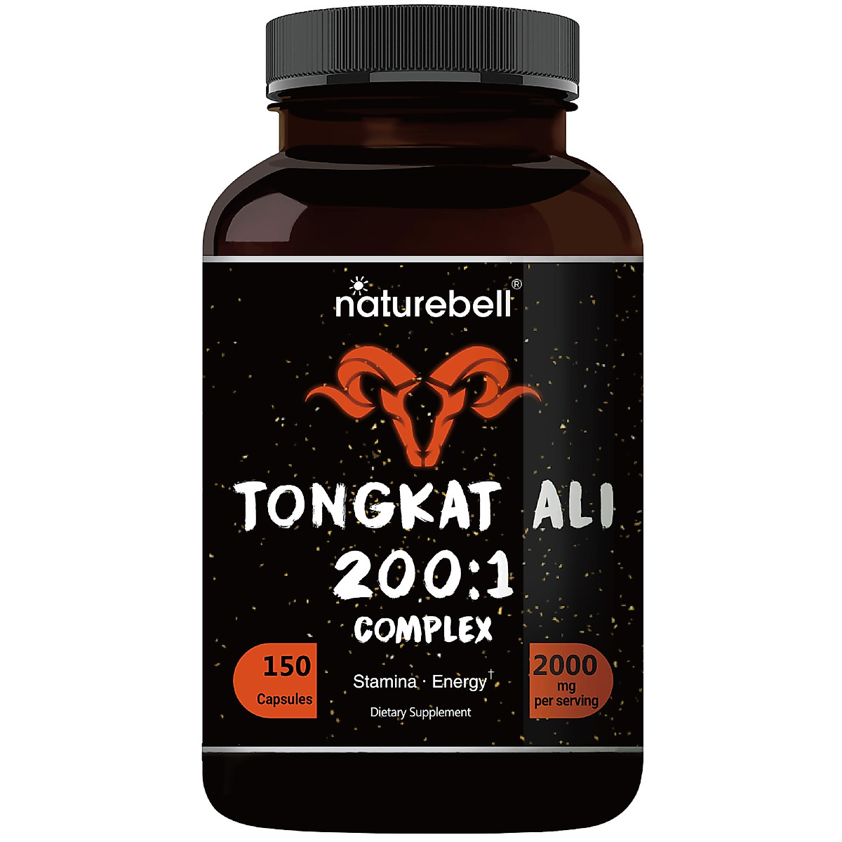 Tongkat Ali 200:1 (Longjack) Extract for Men, 2000mg Per Serving, 150 Capsules, Indonesia Origin, Eurycoma Longifolia | with Panax Ginseng for Energy, Stamina, & Male Health Support