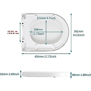 SADALAK Toilet Seat D Shape Soft Close Quick Release Easy Clean Toilet Seat Replacement with Non-Slip Bumpers for Bathroom White