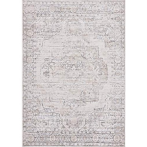 Rugs.com Oregon Collection Rug – 7' x 10' Ivory Low-Pile Rug Perfect for Living Rooms, Large Dining Rooms, Open Floorplans