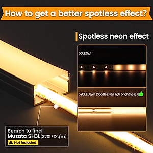 Muzata 10Pack 6.6FT/2M Wider LED Channel Black Aluminum LED Diffuser Channel with Milky White Cover U102 BW 2M