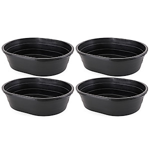 Little Giant ST15 15 Gallon Molded Poly Plastic Oval Stock Water Tank Trough for Cattle, Horses, and Other Livestock Animals, Black (4 Pack)
