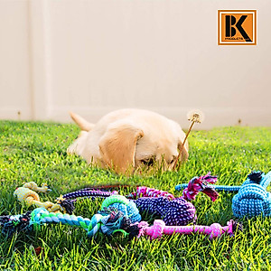 BK PRODUCTS LLC 7 Dog Chew Toys Made of All-Natural Cotton for Small Breeds and Puppies – Dog Rope Toy Set Stimulates Gums, Helps Fight Plaque and Relieves Boredom and Separation Anxiety