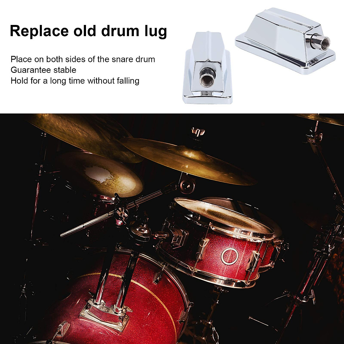 5Pcs Drum Claw Hook, Rectangular Chrome Plated Snare Drum Lug Bass Drum Replacement Parts