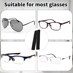 GCXIXPY Anti-Slip Elastic Comfort Glasses Ear Cushion, Black Soft Knitting Cotton Fabric Eyeglass Ear Cushions, Glasses Grips for behind the Ear for Sunglasses Reading Glasses Eyewear (2 Packs)