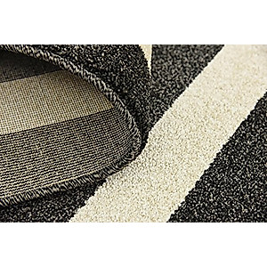 Unique Loom Athens Collection Classic Geometric Modern Border Design Area Rug, 7 ft x 10 ft, Black/Beige