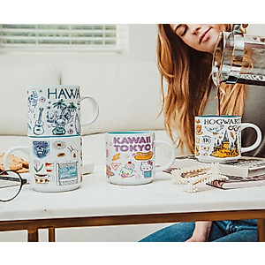 Silver Buffalo Hello Kitty Kawaii Tokyo Allover Icons Ceramic Stacking Mug | Holds 13 Ounces