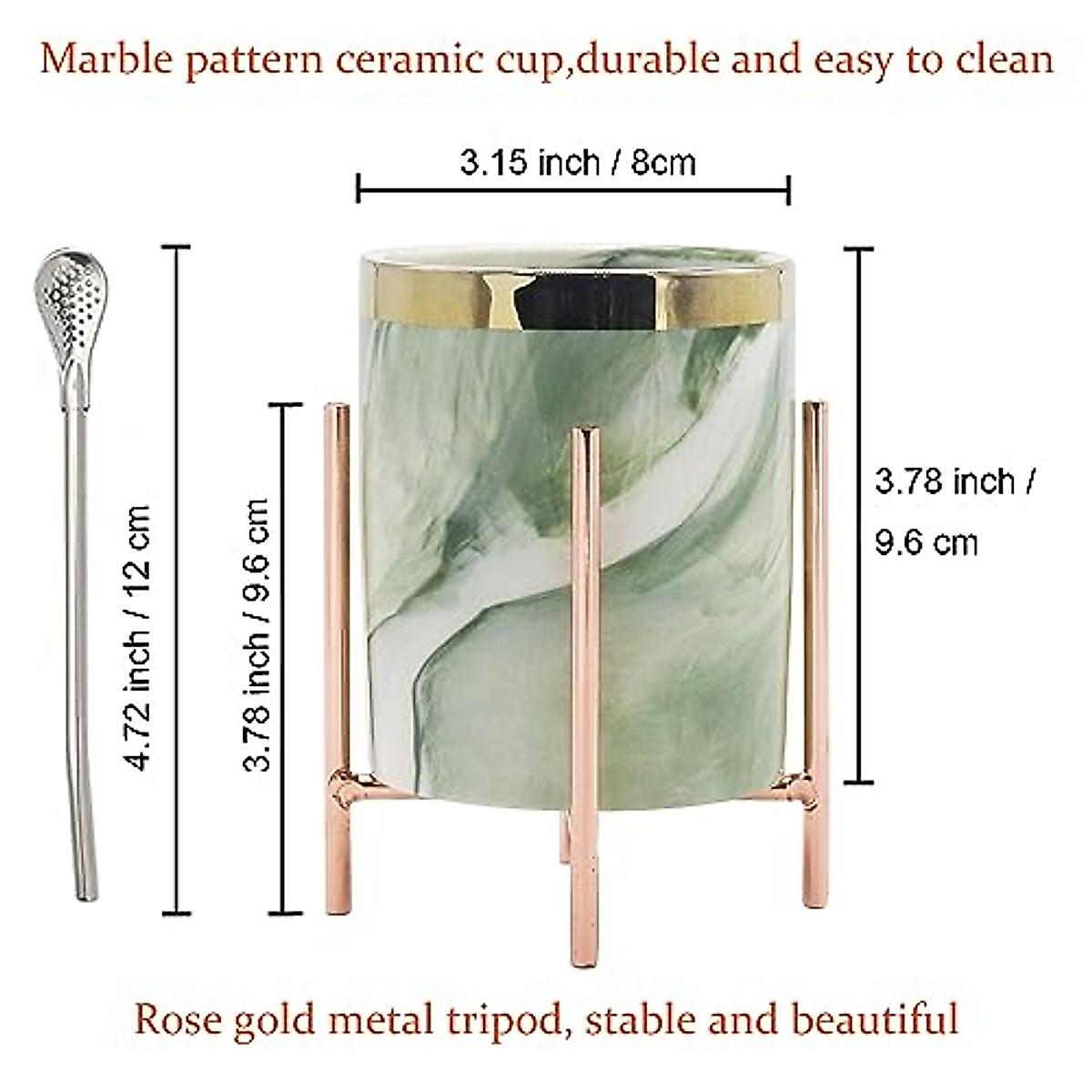 Urcura Ceramic Pencil Holder for Desk Cute Pencil Pen Holder Desk Decor Aesthetic for Office, School, Home Makeup Brush Holder Cup Marble Pen Cup Pen Organizer (Green)