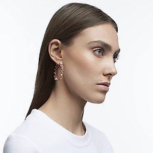 Swarovski Ortyx Hoop Earrings, Triangle cut crystals, Pink, Rose gold-tone plated