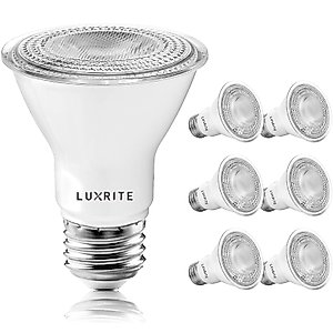 LUXRITE 6 Pack PAR20 LED Bulbs, 50W Equivalent, 2700K Warm White, Dimmable LED Spotlight Bulb, Indoor Outdoor, 7W, 500 Lumens, Wet Rated, E26 Standard Base, UL Listed
