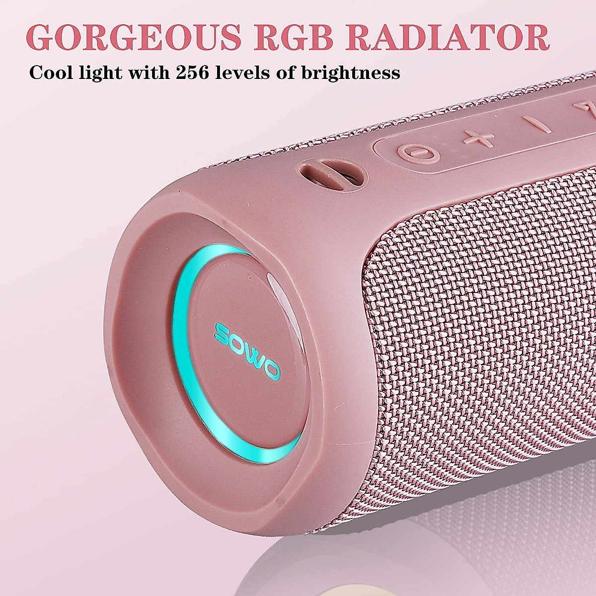 Portable Speaker, Wireless Bluetooth Speaker, IPX7 Waterproof, 25W Loud Stereo Sound, Bassboom Technology, TWS Pairing,16H Playtime, Speaker with Lights for Home Outdoor - Black+Pink