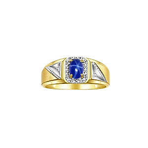 Rylos Simply Elegant Beautiful Blue Star Sapphire & Diamond Ring - September Birthstone* Size 12