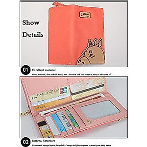 SQX Totoro Wallets Women Wallets Cartoon Card Holder Coin Purse Zipper and Hasp Clutch Long Wallet (Color : Black), 19x9x3cm