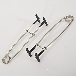 2 Pieces Fish Mouth Opener Stainless Steel Fish Mouth Spreader Fish Mouth Hook Remover T-Shaped Spring Fish Mouth Opener Fish Mouth Spreader Opener Fishing Accessories, Silver