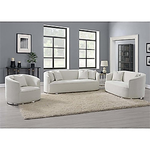 Acme Furniture Odette Upholstered Chenille Loveseat with 2 Pillows in Beige