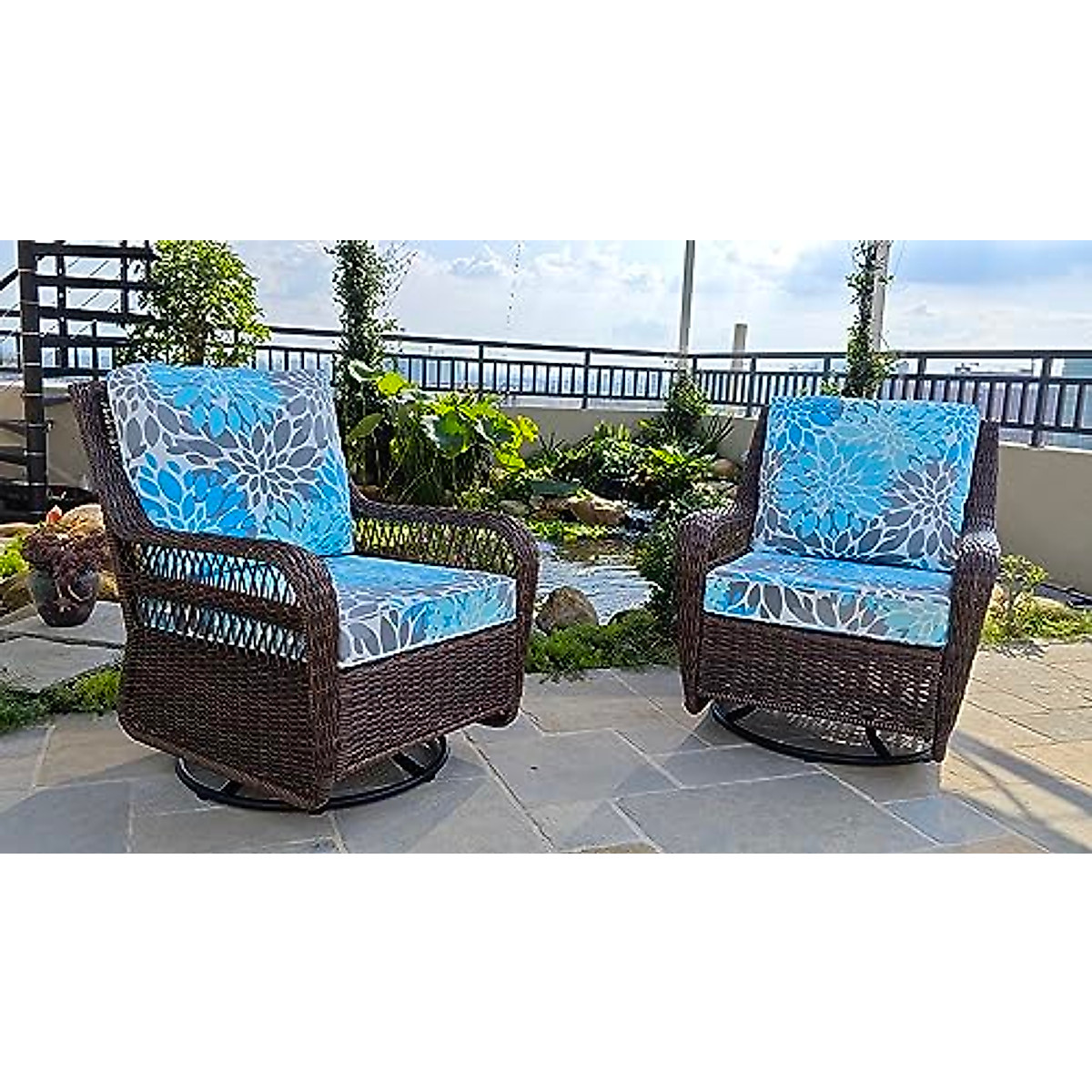 JMGBird Outdoor Chair Cushion Tufted Pillow, Deep Seat Chair Cushion Set 22"x22" Outdoor Cushions for Patio Furniture