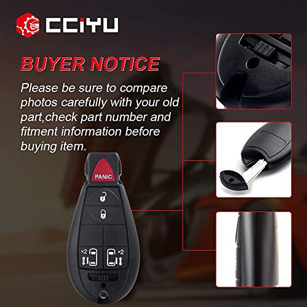 cciyu X 2 Flip Key Fob with Key Blade 5 buttons Replacement fit for 08 09 10 11 12 Dodge Series with FCC M3N5WY783XF