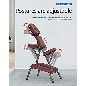 PayLessHere Massage Chair Portable Tattoo Chair Folding Height Adjustable 2 Inch Thick Sponge Light Weight Therapy Chairs Carring Bag Face Cradle Travel Spa Chairs,Burgundy