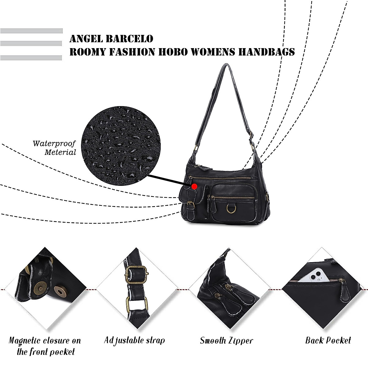 Angel Barcelo Cross body Shoulder Bag Women Soft Leather Purses and Handbags (Purple)