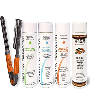 Complex Brazilian Keratin Blowout Hair Treatment 4 Bottles 300ml Value Kit Includes Sulfate Free and Easy Comb Queratina Keratina Brasilera Tratamiento