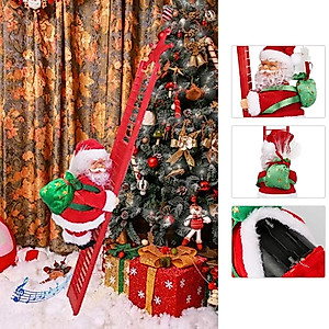 Santa Climbing Ladder to Christmas Tree Electric Santa Claus with Music Christmas Super Climbing Santa Hanging Ornament Tree Xmas Gifts Christmas Door Decorations Holiday Home Decor Gift