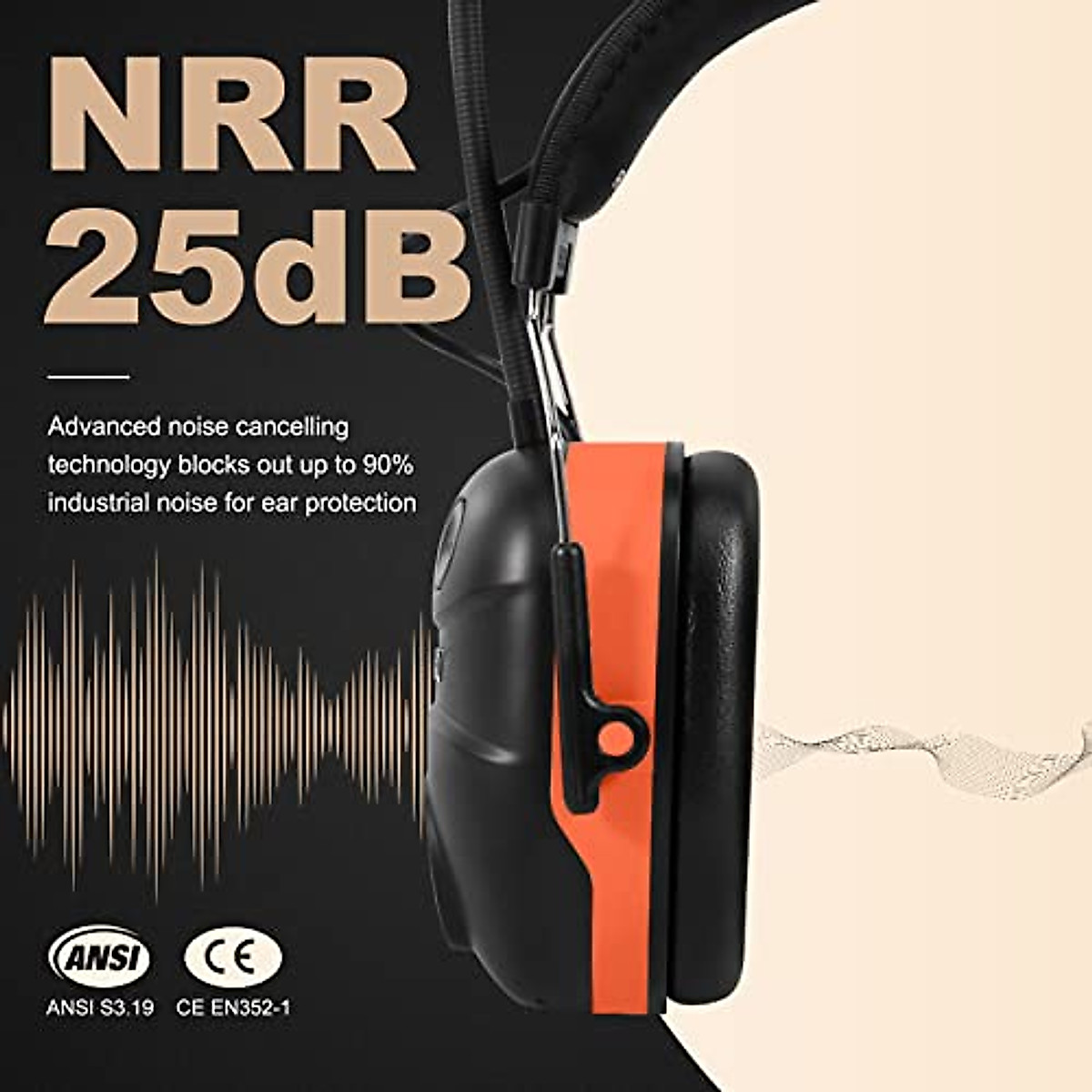 Bluetooth Hearing Protection FM/AM Radio Headphones, MUFFPRO 32dB Noise Cancelling Earmuffs Bluetooth Ear Protection, Safety Earmuff Work Headphones for Mowing Shooting Construction, ANSI CE Certified