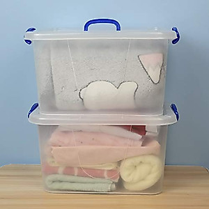 Vababa 4-Pack 12 L Clear Plastic Latch Storage Boxes with Lids