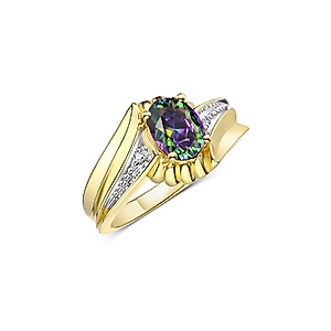 Rylos Swirl Z simulated Alexandrite/Mystic Topaz & Diamond Ring - June Birthstone* Size 6