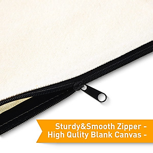 80 Pack Canvas Zipper Makeup Bags Bulk Pencil Pouches Blank DIY Craft Canvas Cosmetic Bag Pouch with Zipper for Makeup Cosmetic Toiletry Stationary Storage