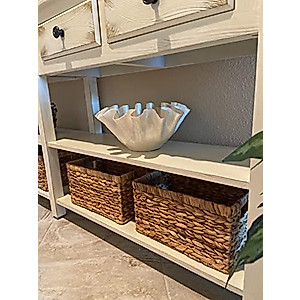 M4DECOR Wicker storage basket, water hyacinth storage baskets, rectangular basket with built-in handles, wicker baskets for storage 12.5 x 8 x 6.5 inches (Natural - 2 Packs)