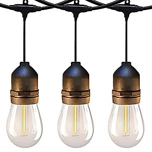 OYYPTDZM Outdoor String Lights 49 Feet Patio Lights Waterproof with 15 Lamp Heads Connectable Hanging Light for Backyard Porch Balcony Garden E26 Bulb Not Included