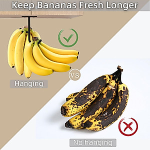 YTAIMITOP Banana Hook Under Cabinet, Banana Hanger to Keep Bananas Fresh, Metal Banana Holder Hook Under Cabinet, Space Saving, Screw-Mounted Black