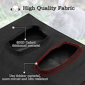 Rabbit Hay Feeder, Rabbit Hay Bag for Rabbit, Guinea Pig Hay Bag Rabbit Feeder Bag, Large Capacity 600D Oxford Cloth Fabric Hanging Hay Feeder Bag for Small Animals (Black)