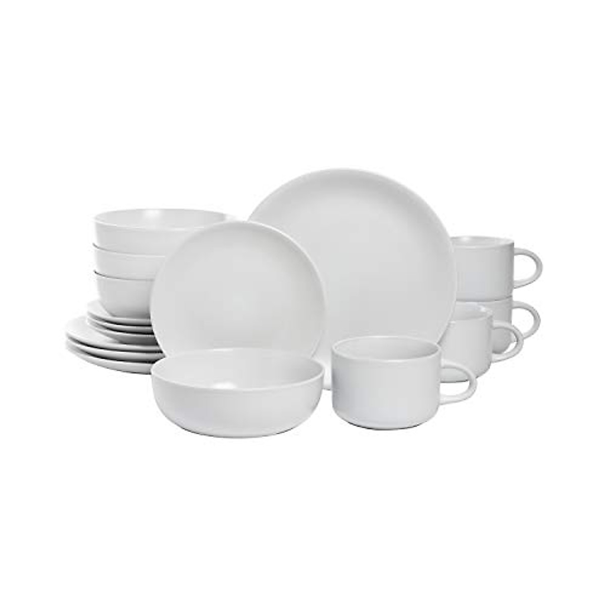 10 Strawberry Street Wazee Matte Coupe Dinnerware Pack of 16, White