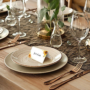 Whaline Thanksgiving Place Cards 50Pcs Autumn Fall Table Tent Place Cards Foil Gold Sunflower Pumpkin Seating Name Escort Card Folded Seat Assignment Setting Label for Wedding Baby Shower Party