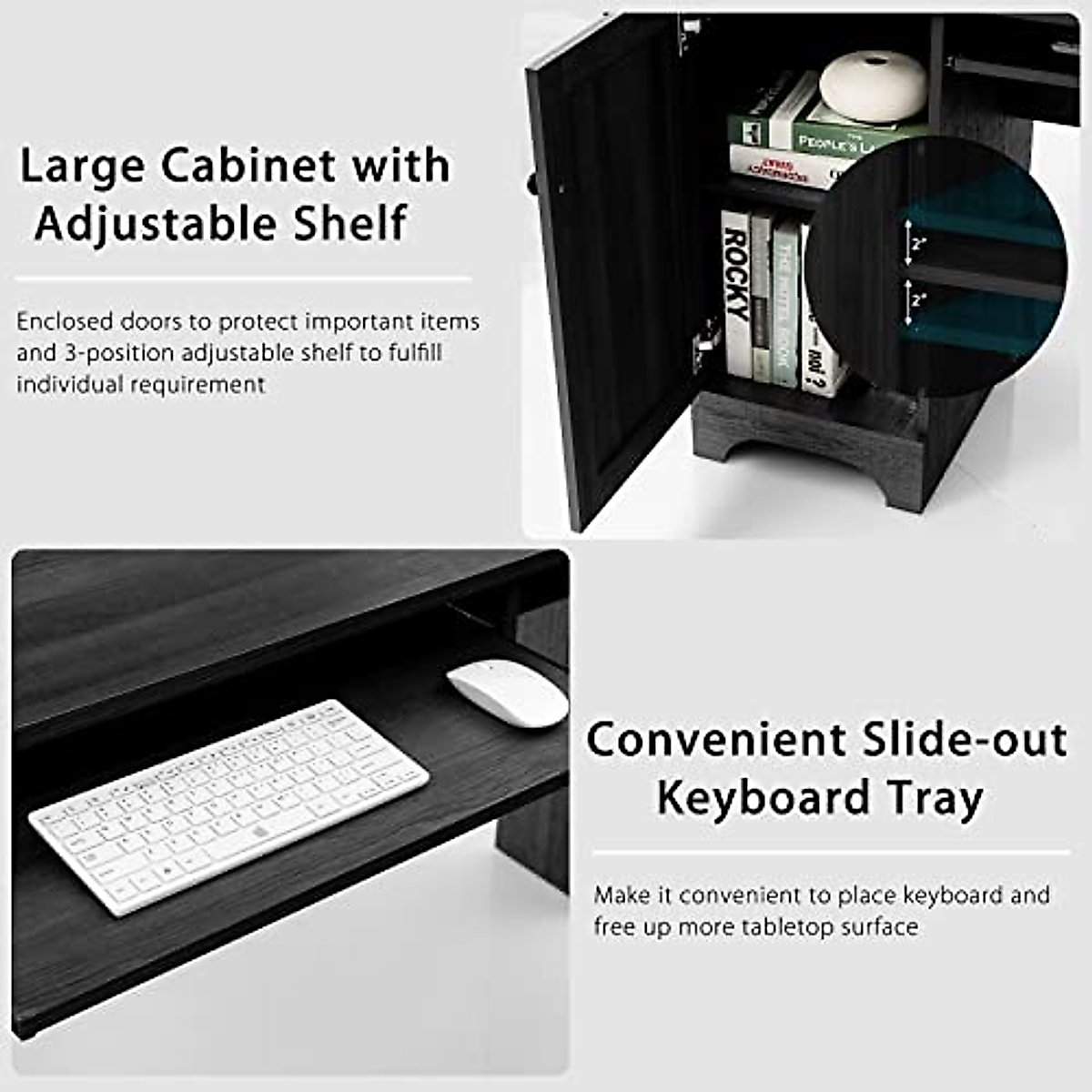 Tangkula L Shaped Office Desk, 66.5 Inches Corner Computer Desk with Storage Drawers & Cabinet, Home Office Desk with Pull-Out Keyboard Tray, Space-Saving Computer Workstation