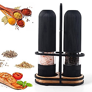 BaRdzo Electric Salt Pepper Mill Set ABS Automatic Spice Herb Grinder Adjustable Coarseness Ceramic Core Kitchen Grinding Tools